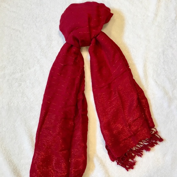 Accessories | Red Shimmer Scarf | Poshmark